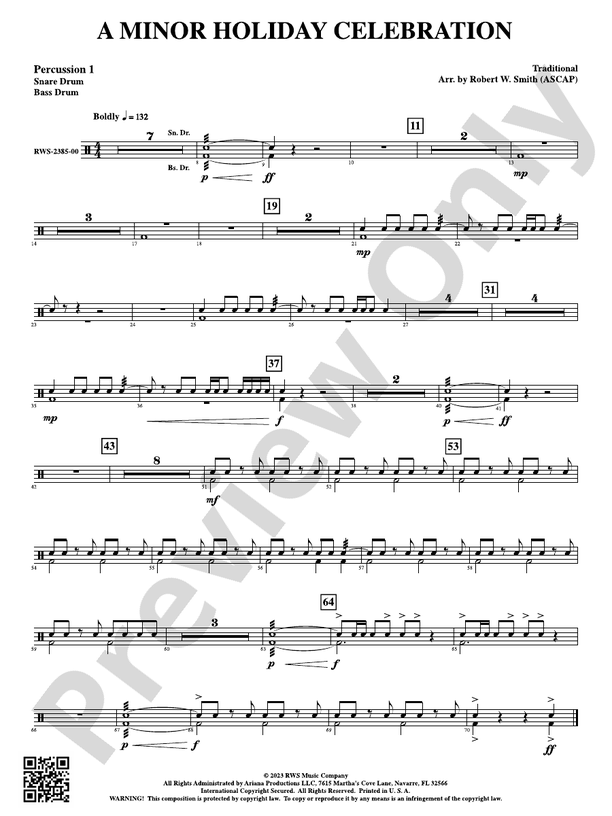 A Minor Holiday Celebration: 1st Percussion: 1st Percussion Part ...