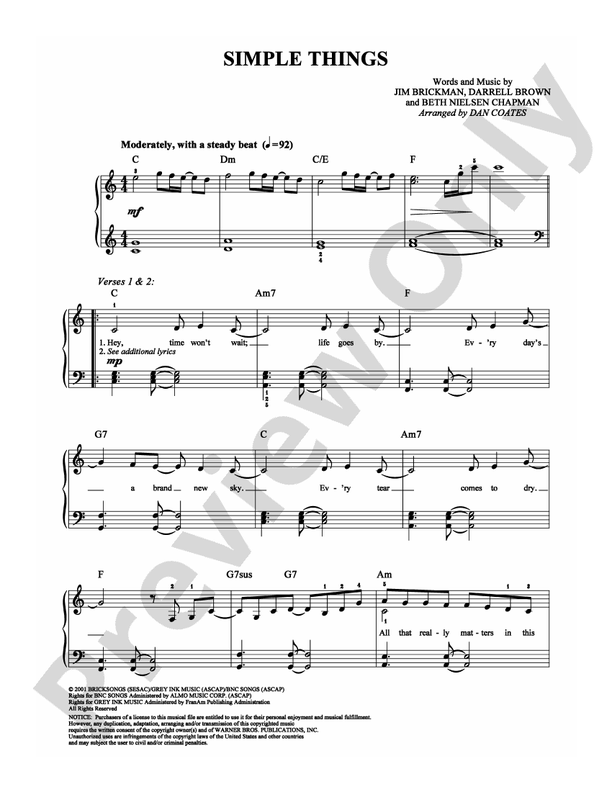 Simple Things: Easy Piano: Jim Brickman - Digital Sheet Music Download