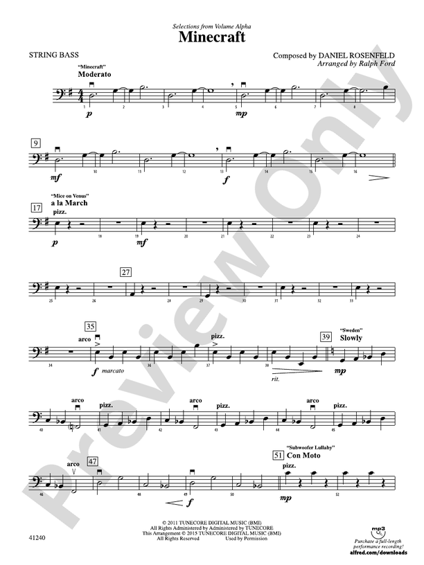 Minecraft: String Bass: String Bass Part - Digital Sheet Music Download