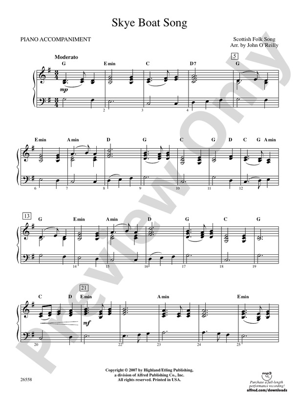 Skye Boat Song: Piano Accompaniment: Piano Accompaniment Part - Digital ...