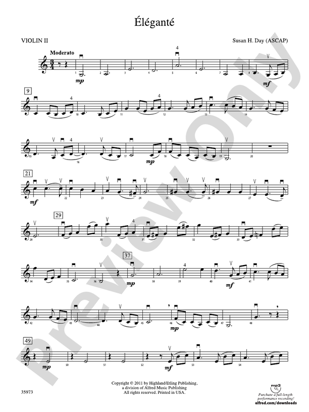 Éléganté: 2nd Violin: 2nd Violin Part - Digital Sheet Music Download