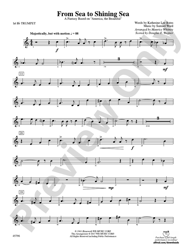 From Sea to Shining Sea: 1st B-flat Trumpet: 1st B-flat Trumpet Part ...
