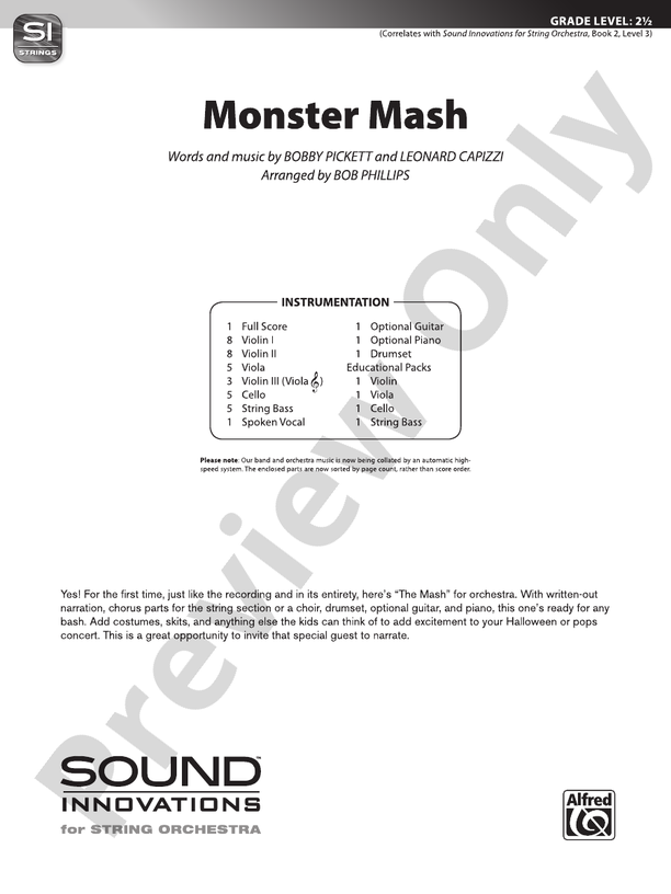 Monster Mash: Score: String Orchestra Score - Digital Sheet Music Download