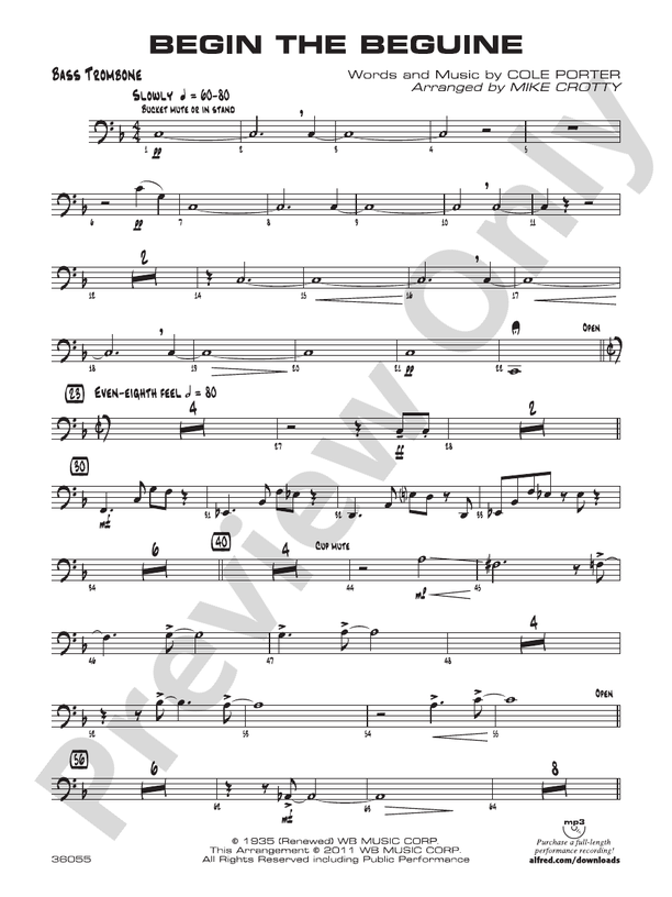 Begin the Beguine: Bass Trombone: Bass Trombone Part - Digital Sheet Music Download