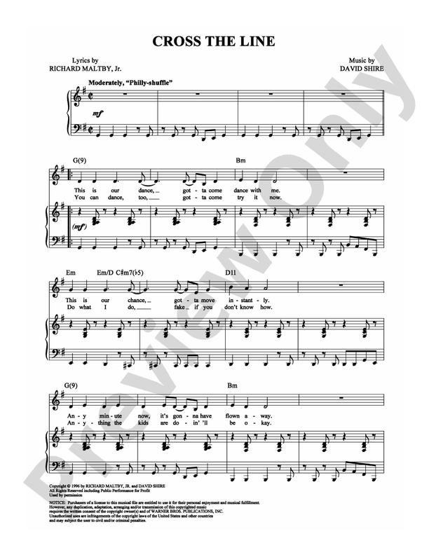 Cross the Line: Piano/Vocal/Chords: David Shire - Digital Sheet Music ...