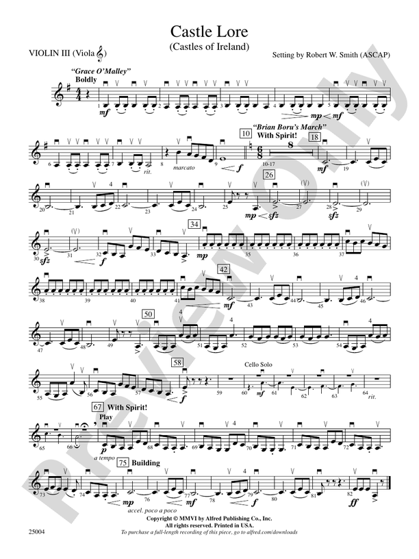 Castle Lore: 3rd Violin (Viola [TC]): 3rd Violin (Viola [TC]) Part ...