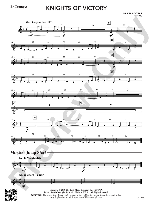 Knights of Victory: B-flat Trumpet: B-flat Trumpet Part: Mekel Rogers ...