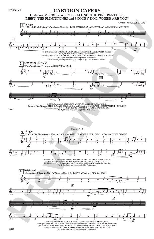 Cartoon Capers: 1st F Horn: 1st F Horn Part - Digital Sheet Music Download