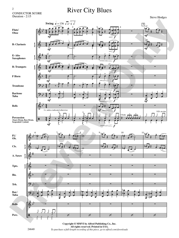 River City Blues: Score: Concert Band Score - Digital Sheet Music Download
