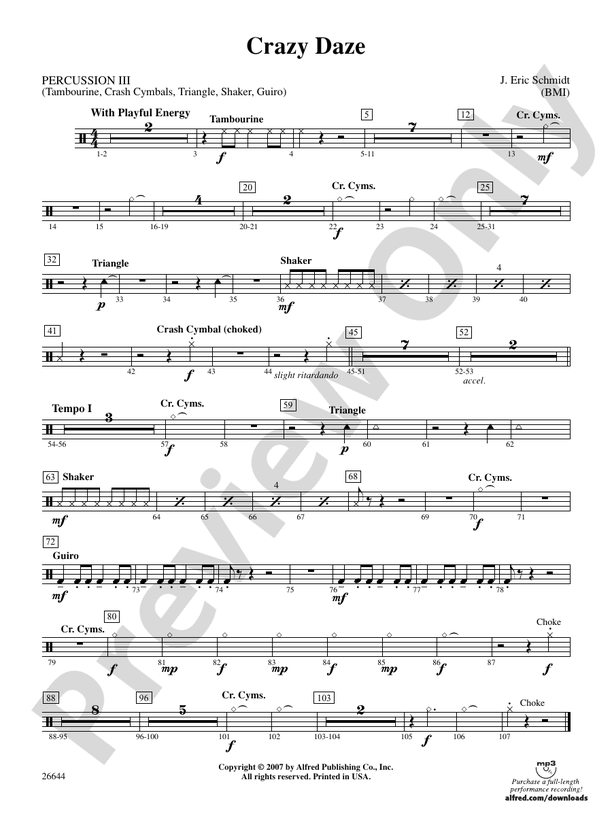 Crazy Daze: 3rd Percussion: 3rd Percussion Part - Digital Sheet Music ...