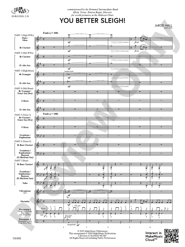 You Better Sleigh!: Concert Band Conductor Score & Parts - ColorFlex ...