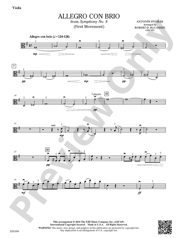 Allegro Con Brio from Symphony No. 8 (First Movement): Viola: Viola ...