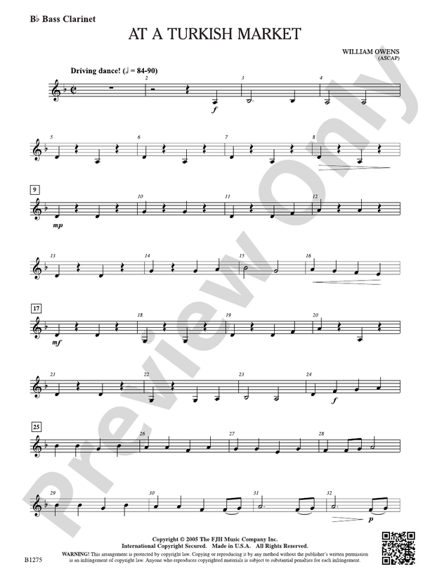At a Turkish Market: B-flat Bass Clarinet: B-flat Bass Clarinet Part ...
