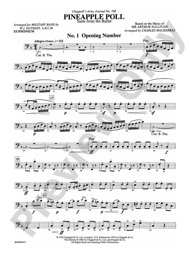 Pineapple Poll (Suite from the Ballet): Baritone B.C.: Baritone B.C ...