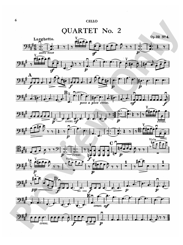 Boccherini: Nine Selected String Quartets: String Quartet No. 2 (Cello) Part - Digital Sheet ...