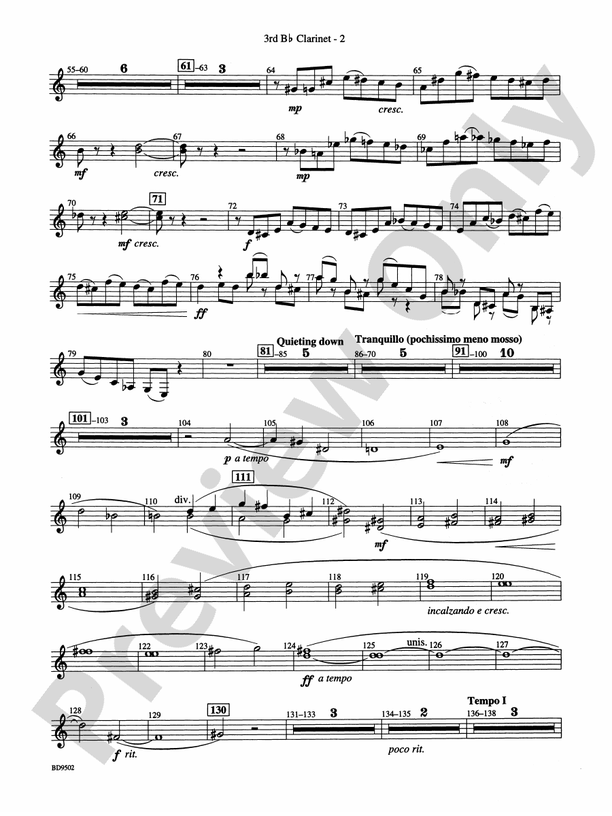 Symphony No. 3 for Band: 3rd B-flat Clarinet: 3rd B-flat Clarinet Part ...