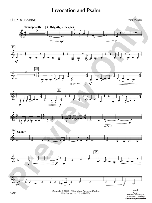 Invocation and Psalm: B-flat Bass Clarinet: B-flat Bass Clarinet Part ...