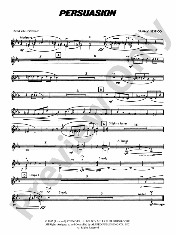Persuasion: 3rd & 4th F Horns: 3rd & 4th F Horns Part - Digital Sheet ...