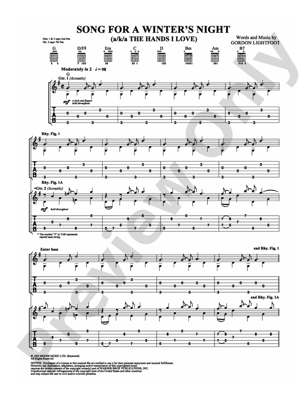Song For a Winter's Night: Guitar TAB: Gordon Lightfoot - Digital Sheet ...