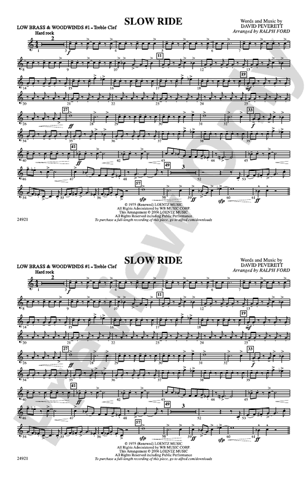 Slow Ride: Low Brass & Woodwinds #1 - Treble Clef: Low Brass ...