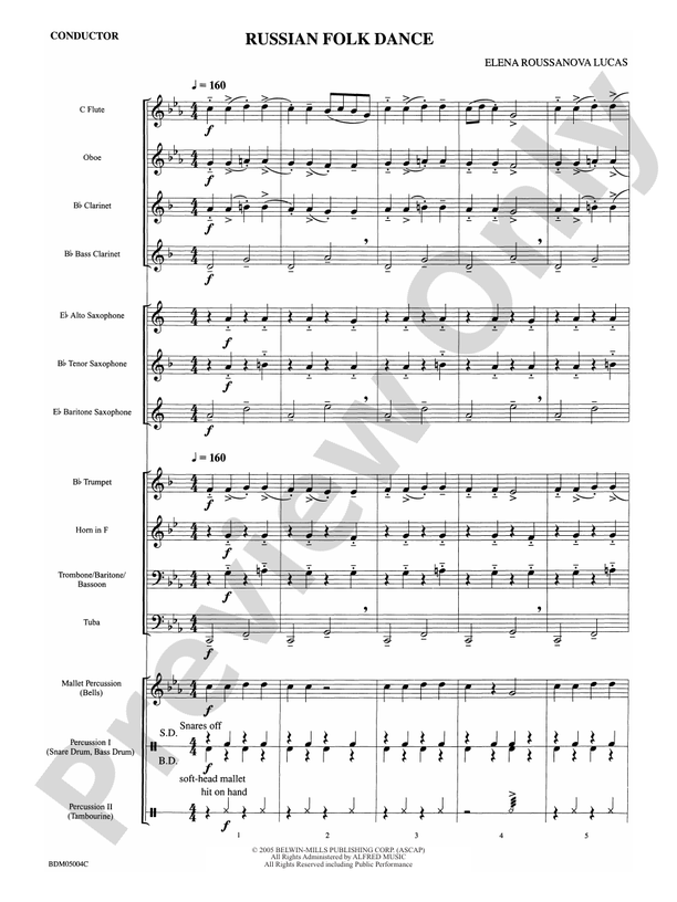 Russian Folk Dance: Concert Band Conductor Score & Parts: Elena ...