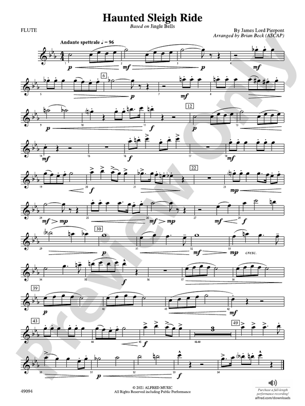 Haunted Sleigh Ride: Flute: Flute Part - Digital Sheet Music Download