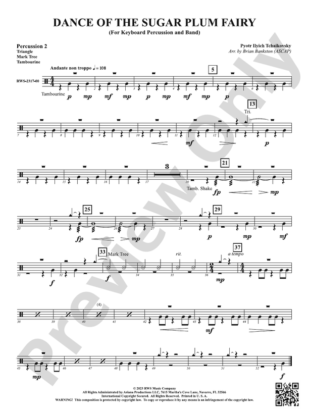 Dance of the Sugar Plum Fairy - For Keyboard Percussion and Band: 2nd Percussion: 2nd Percussion ...