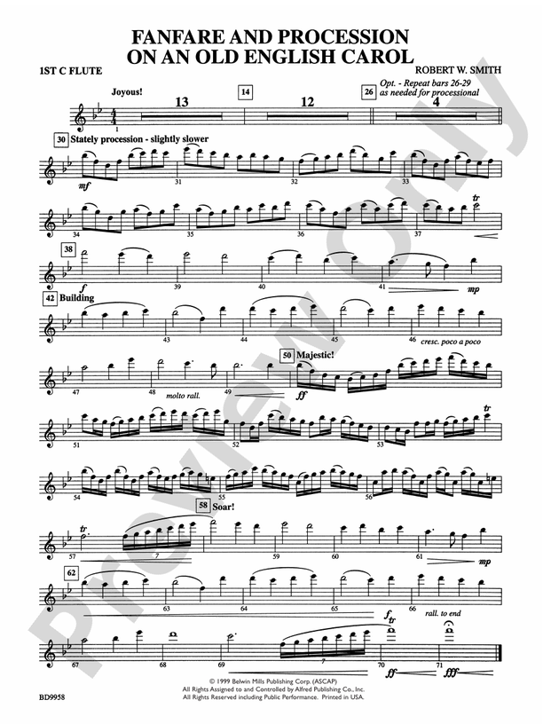 Fanfare and Processional on an Old English Carol: Flute: Flute Part ...