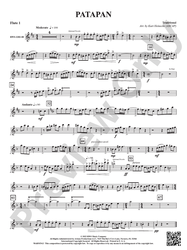 Patapan: 1st Flute: 1st Flute Part - Digital Sheet Music Download