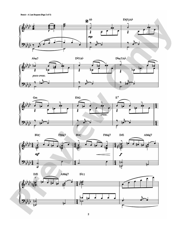 A Last Request: Piano: David Benoit - Digital Sheet Music Download