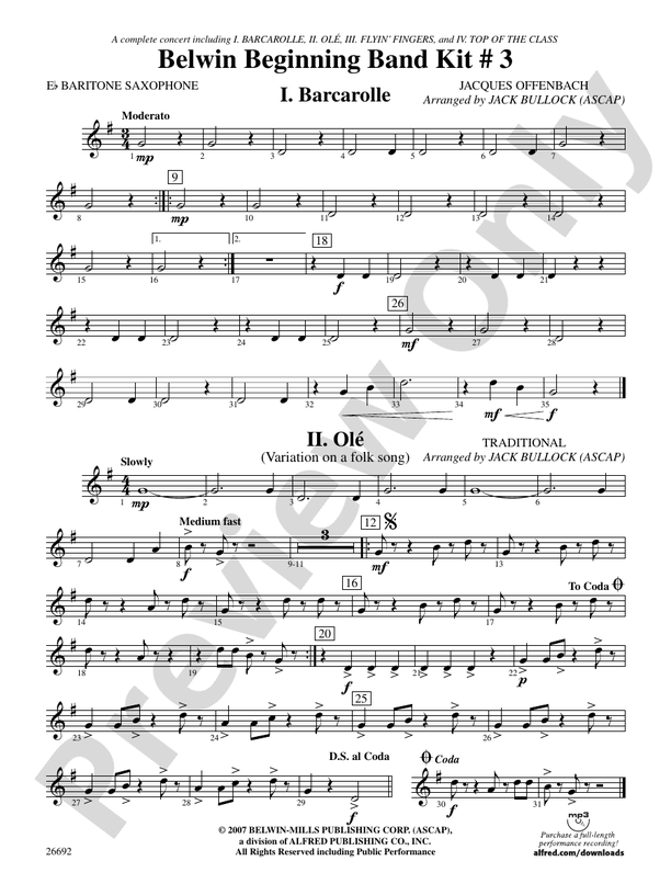 Belwin Beginning Band Kit #3: E-flat Baritone Saxophone: E-flat ...