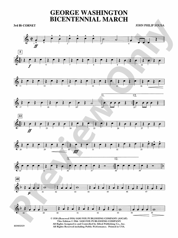 George Washington Bicentennial March: 3rd B-flat Cornet: 3rd B-flat ...
