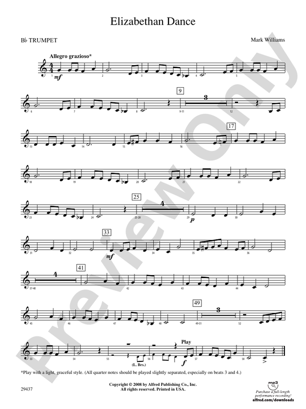 Elizabethan Dance: 1st B-flat Trumpet: 1st B-flat Trumpet Part ...