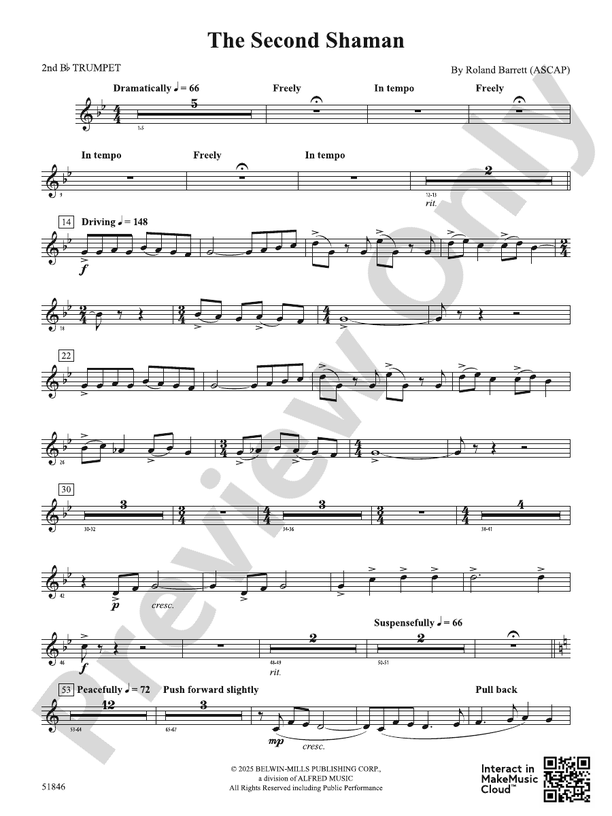 The Second Shaman: 2nd B-flat Trumpet: 2nd B-flat Trumpet Part - Digital Sheet Music Download