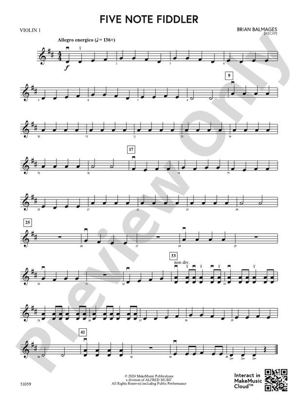 Five Note Fiddler: 1st Violin: 1st Violin Part - Digital Sheet Music Download