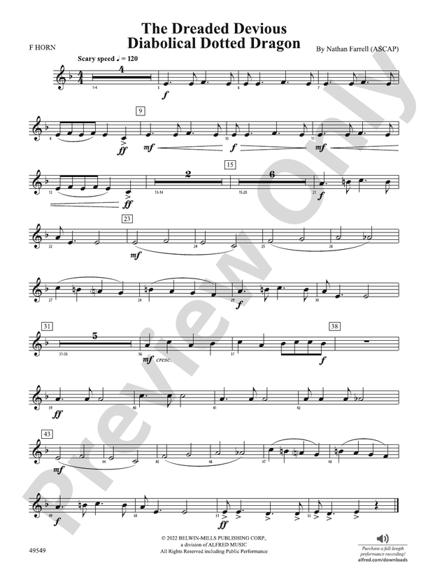 The Dreaded Devious Diabolical Dotted Dragon: 1st F Horn: 1st F Horn ...