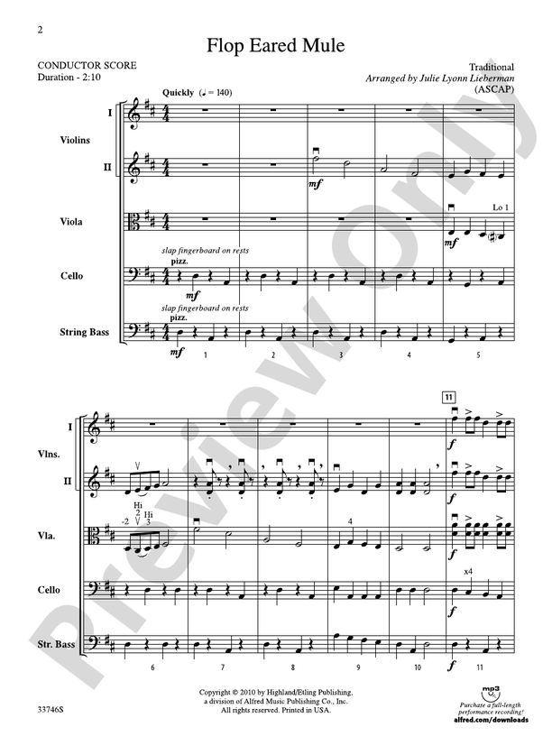 Flop Eared Mule: Score: String Orchestra Score - Digital Sheet Music ...