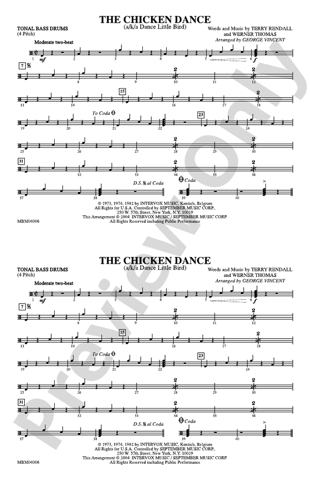 The Chicken Dance: Tonal Bass Drum: Tonal Bass Drum Part - Digital ...