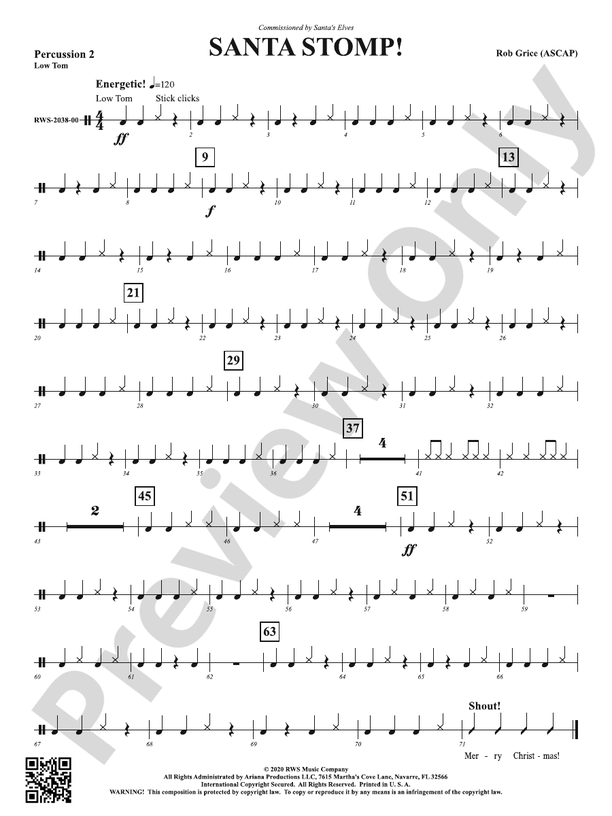 Santa Stomp!: 2nd Percussion: 2nd Percussion Part: Rob Grice - Digital ...