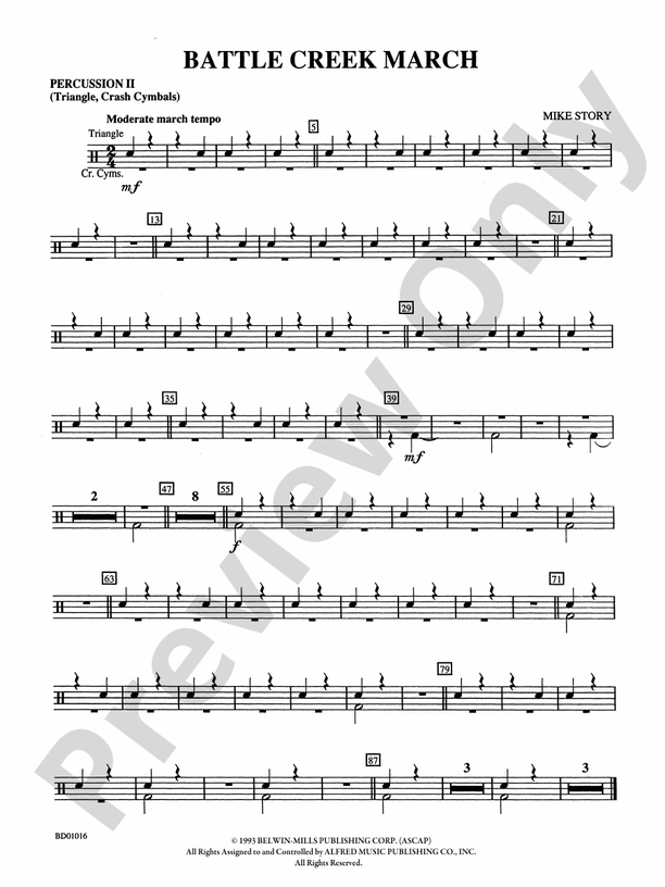 Battle Creek March: 2nd Percussion: 2nd Percussion Part - Digital Sheet ...