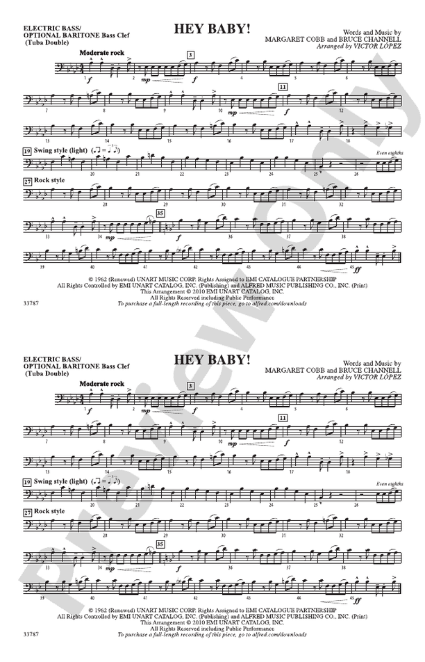 Hey Baby! (from Dirty Dancing): Electric Bass: Electric Bass Part ...
