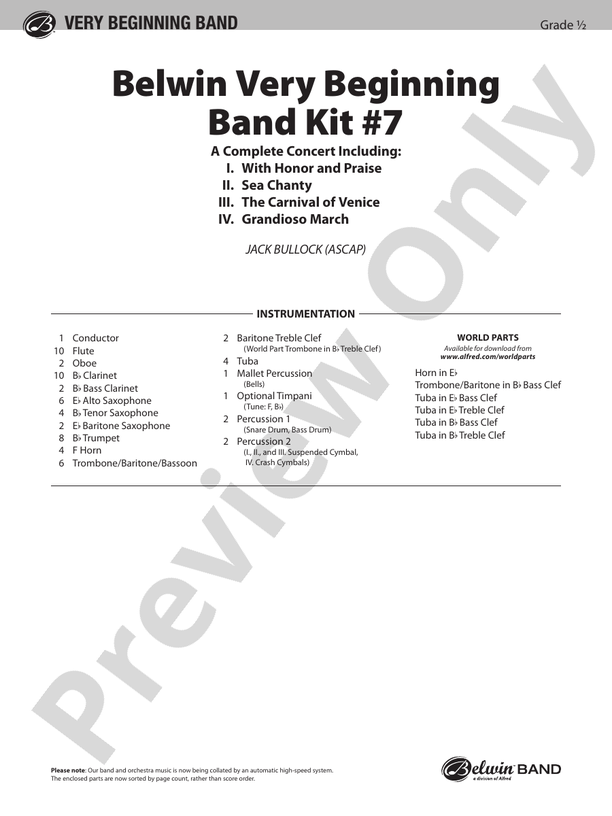 Belwin Very Beginning Band Kit #7: Score: Concert Band Score - Digital ...