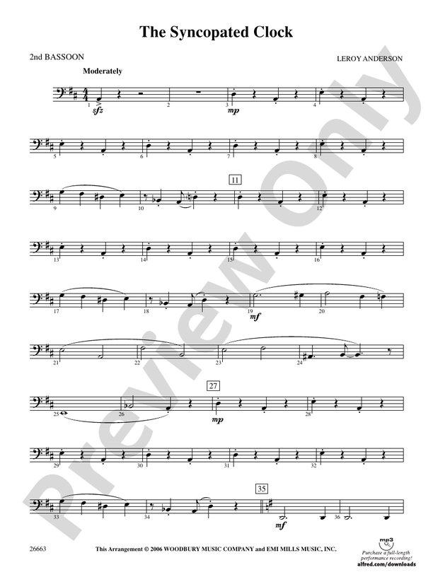 The Syncopated Clock: 2nd Bassoon: 2nd Bassoon Part - Digital Sheet ...