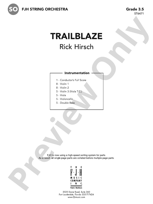 Trailblaze: Score: : Rick Hirsch - Digital Sheet Music Download