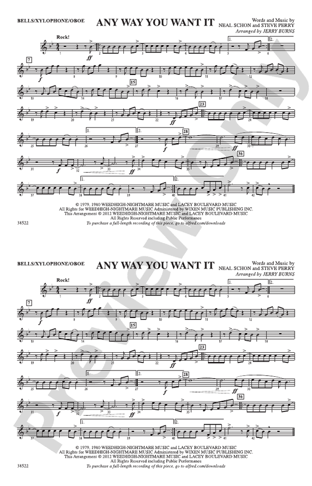 Any Way You Want It: Bells/Xylophone/Oboe: Bells/Xylophone/Oboe Part ...