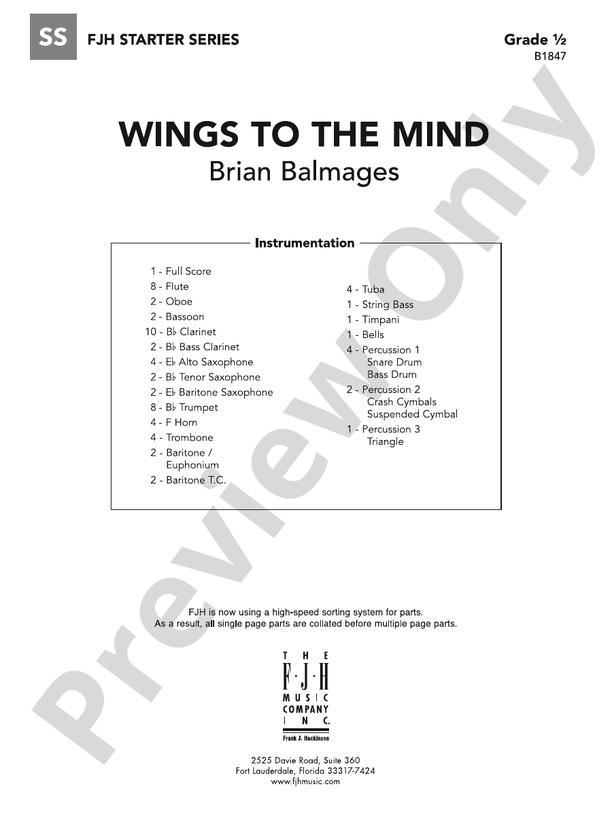 Wings to the Mind: Score: Concert Band Score: Brian Balmages - Digital ...