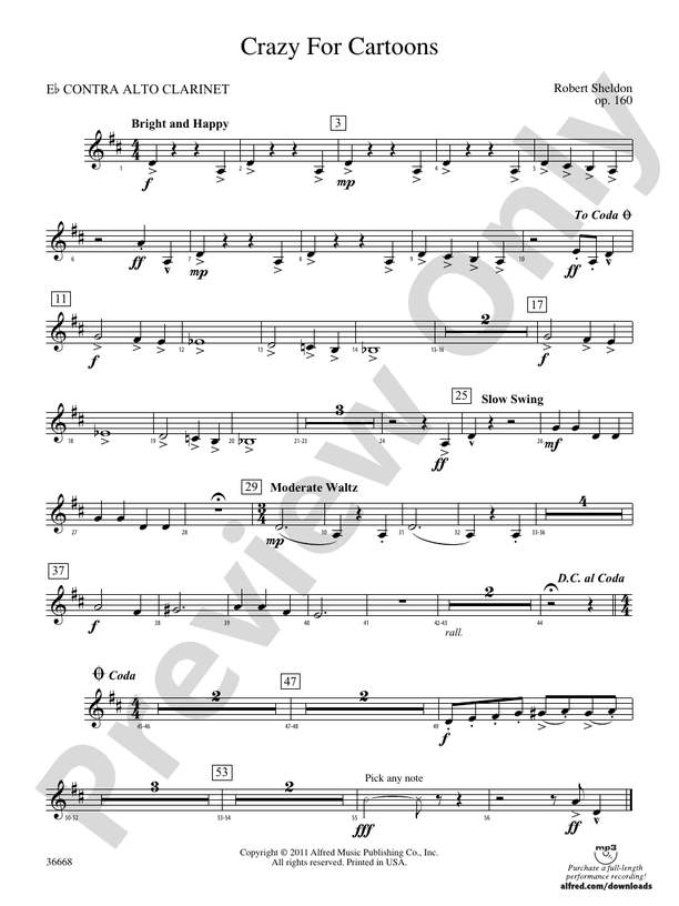 Crazy for Cartoons: (wp) E-flat Contrabass Clarinet: (wp) E-flat Contrabass Clarinet World Part ...