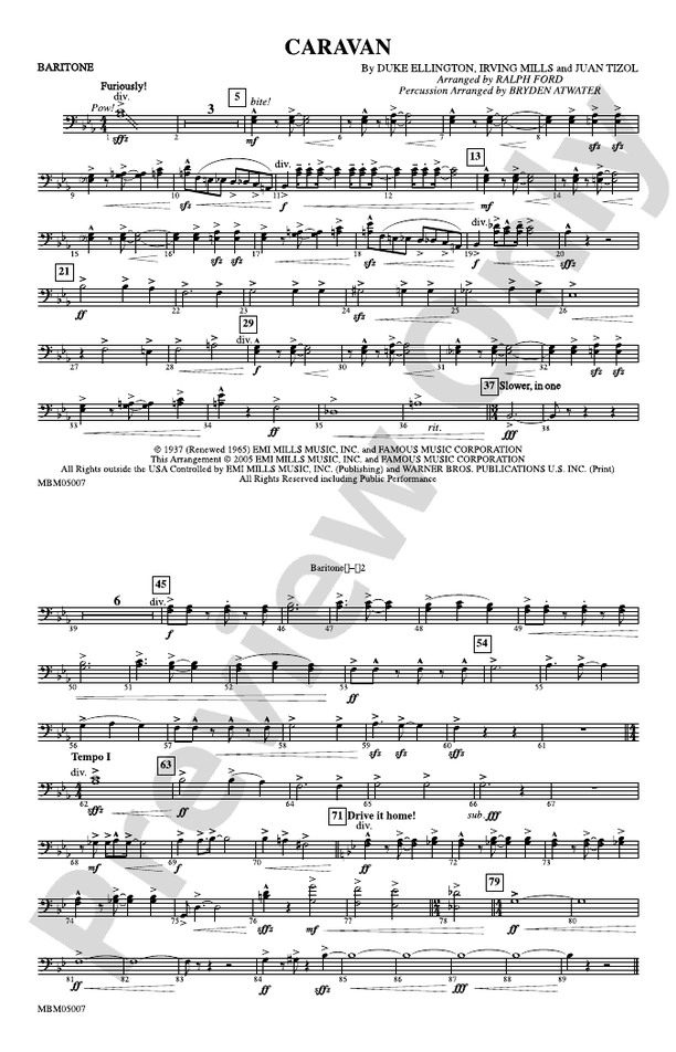 Caravan: Baritone B.C.: Baritone B.C. Part - Digital Sheet Music Download