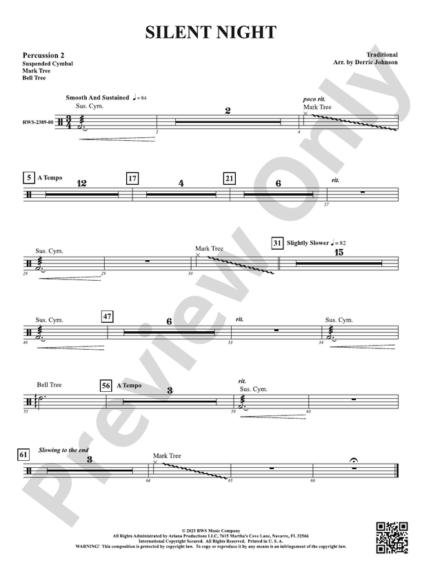 Silent Night: 2nd Percussion: 2nd Percussion Part - Digital Sheet Music ...