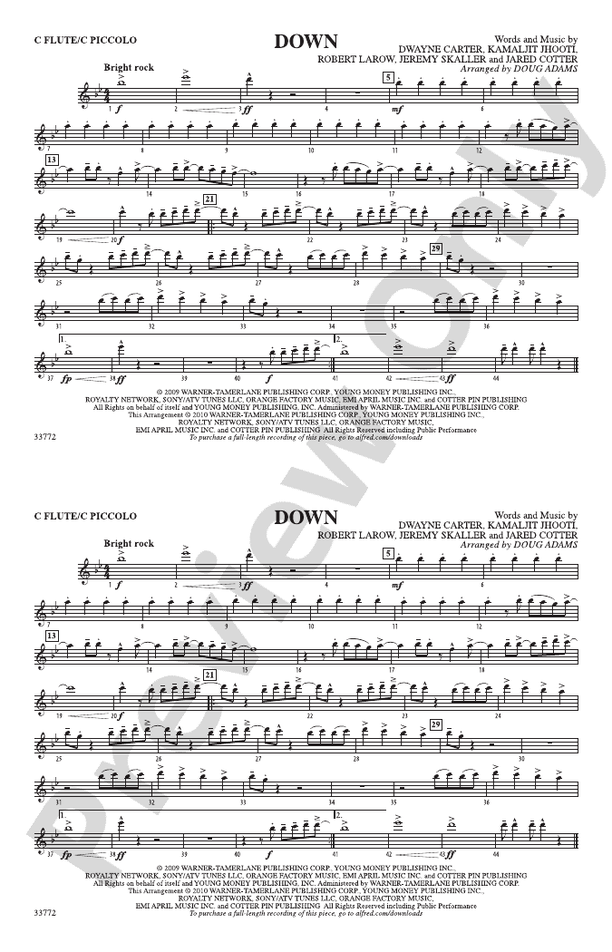 Down: Flute: Flute Part - Digital Sheet Music Download